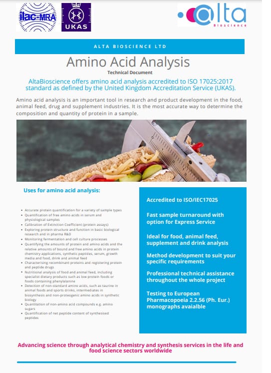Amino Acid Analysis technical document - AltaBioscience