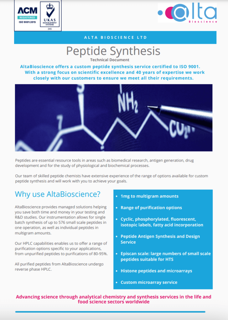 Peptide synthesis technical document - AltaBioscience